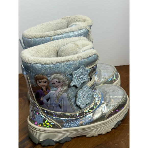 Disney | Shoes | Disney Frozen Snow Boots Girls Size 2 Blue Glitter ...
